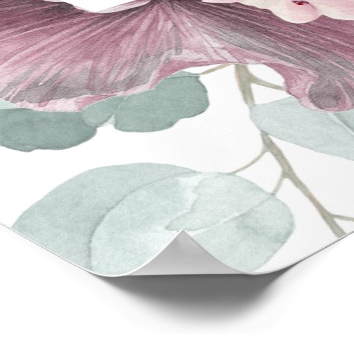 Mauve Flowers Elegant Greenery Wedding Welcome Poster | Zazzle