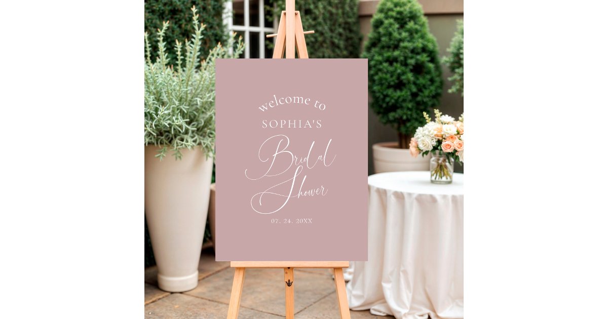 Mauve Minimalist Elegant Bridal Shower Welcome Poster | Zazzle