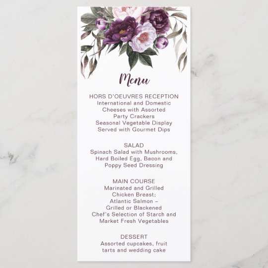 Mauve Purple Lavender Violet Floral Menu | | Zazzle.com