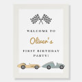 MAVERICK Retro Pastel Race Car First Birthday Foam Board | Zazzle