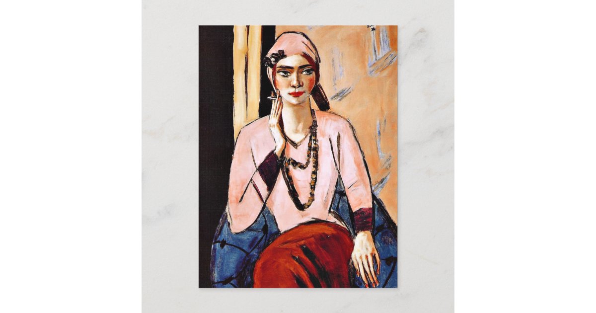 Max Beckmann painting, Quappi in Pink Postcard | Zazzle