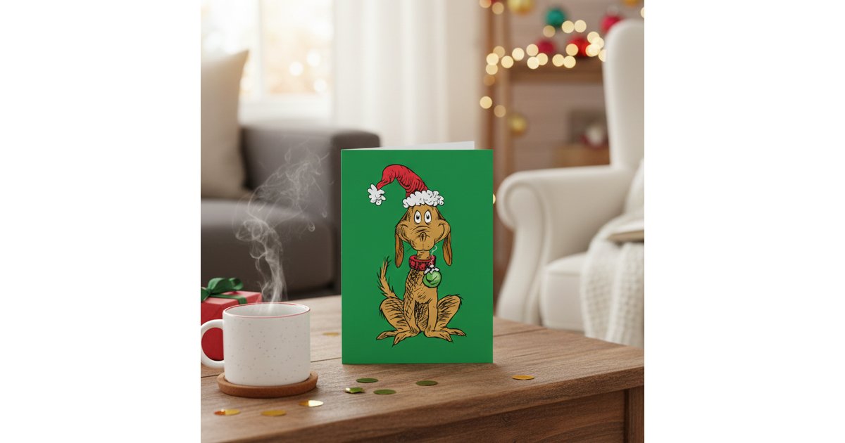 Max the Dog in Santa Hat Card | Zazzle