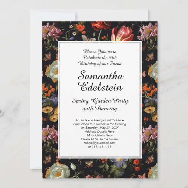 Maximalist Baroque Floral Garden Birthday Invitation | Zazzle