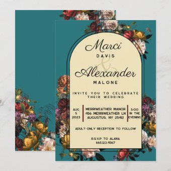 Maximalist Jewel Toned Wedding Invitation | Zazzle