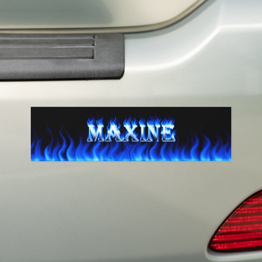 Maxine blue fire and flames bumper sticker design. | Zazzle