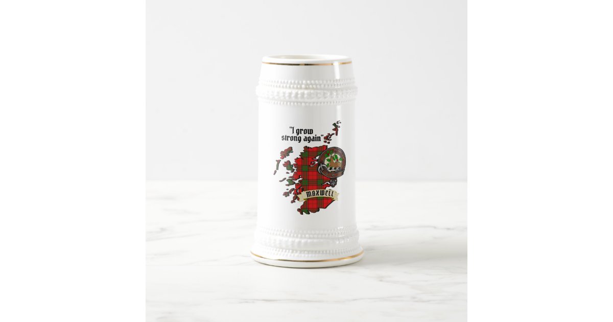 Maxwell Clan Badge & Tartan Map of Scotland Beer Stein | Zazzle