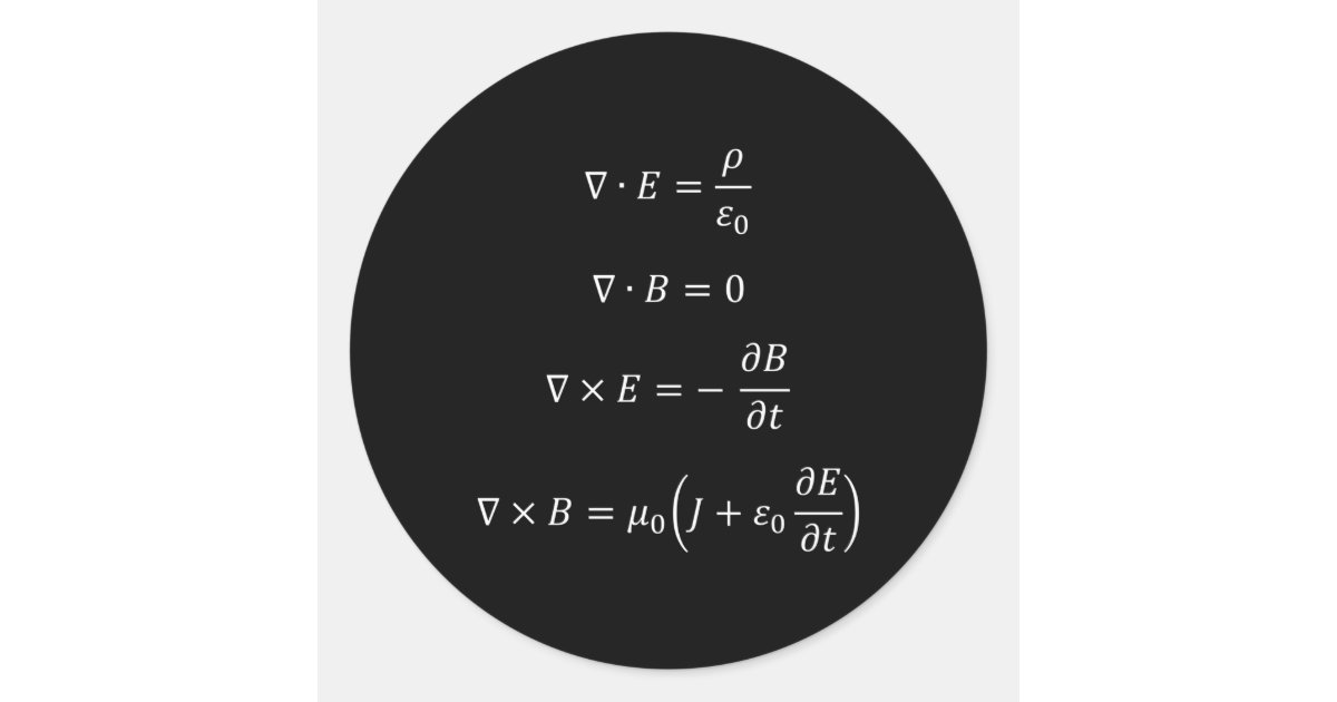 Maxwell'S Equations Classic Round Sticker | Zazzle