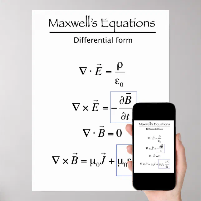 Maxwells Equations Differential Form Poster Zazzle
