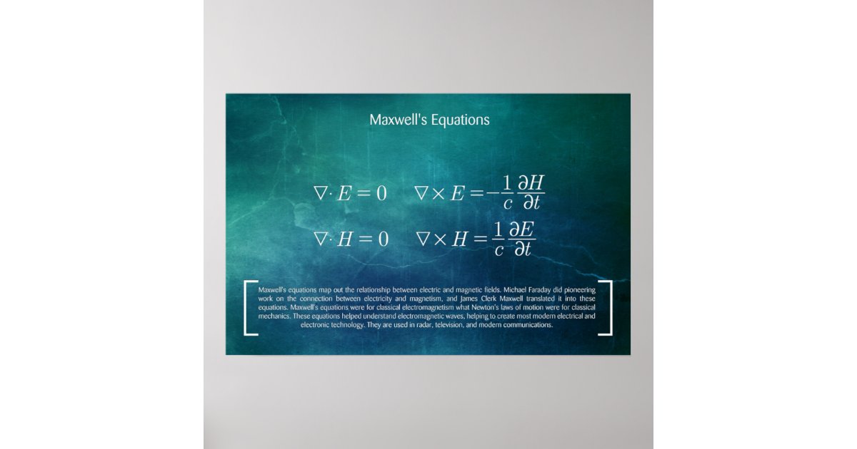Maxwell's Equations - Math Poster | Zazzle