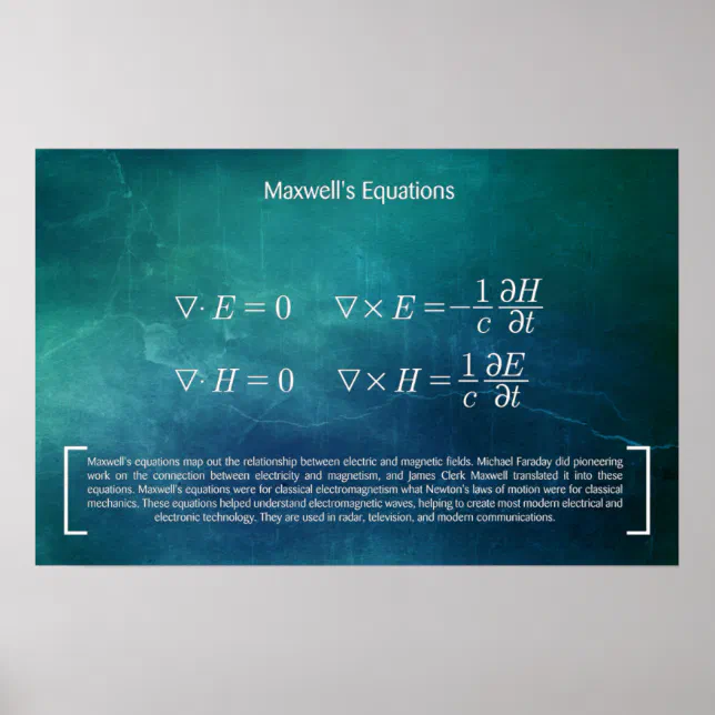 Maxwell's Equations - Math Poster | Zazzle