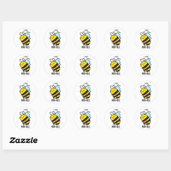 May-bee Funny Insect Bee Pun Classic Round Sticker | Zazzle