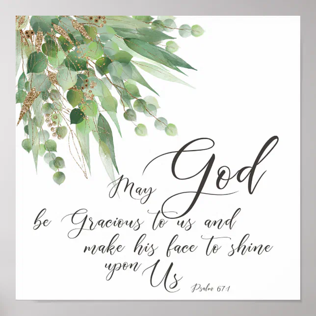 May God be gracious, green and gold leaves Poster | Zazzle
