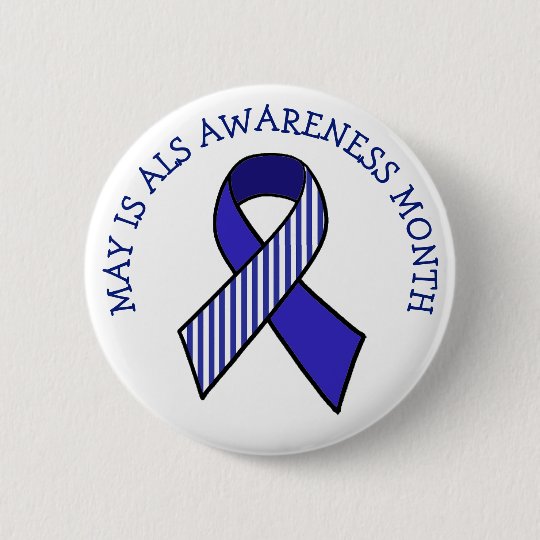 May is ALS Awareness Month Blue Ribbon Button | Zazzle.com