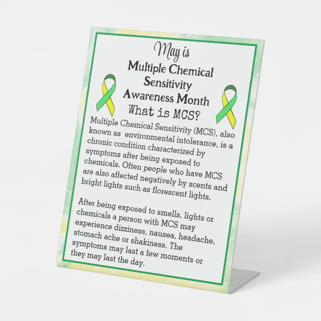 May is Multiple Chemical Sensitivity Awareness Pedestal Sign | Zazzle