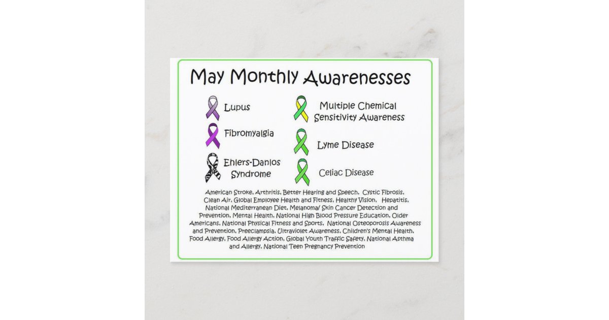 May Monthly Health Awareness Postcard | Zazzle