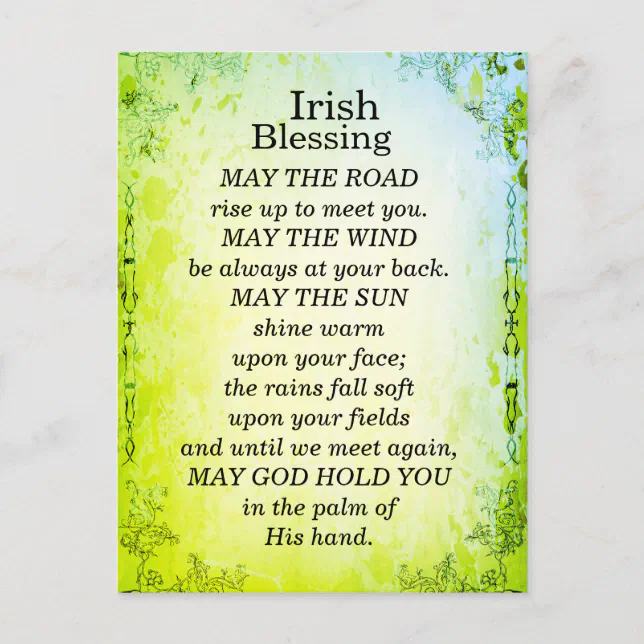 May the Road Rise Up to Meet You, Irish Blessing Postcard | Zazzle