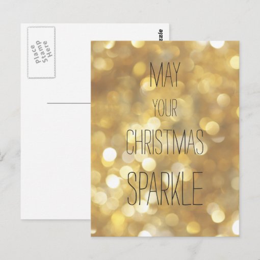 May your Christmas Sparkle - Gold Glitter Postcard | Zazzle