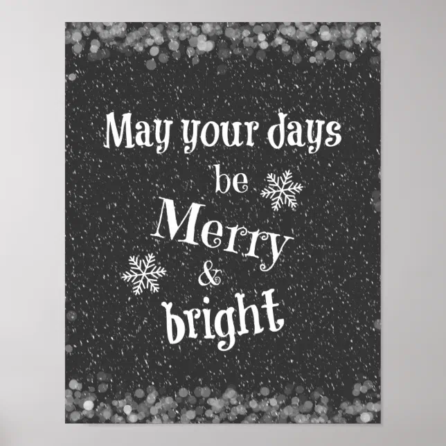 May your days be Merry & Bright Christmas Quote Poster | Zazzle