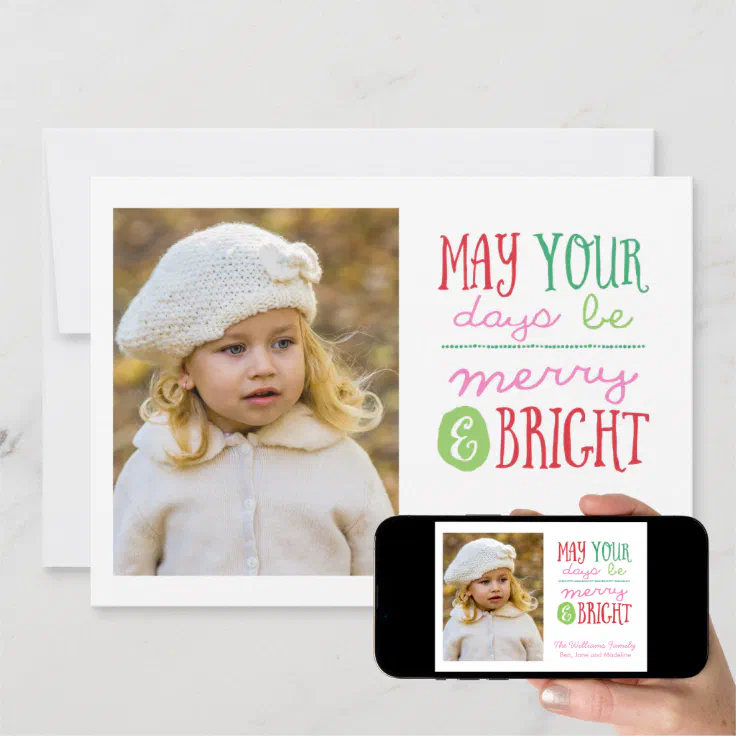 May Your Days Be Merry & Bright Photo Holiday Card | Zazzle