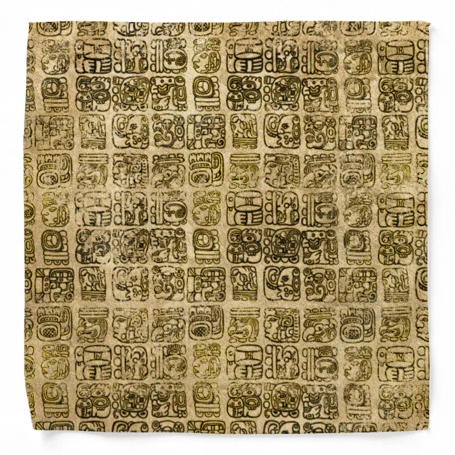 Mayan and aztec glyphs gold on vintage texture bandana | Zazzle