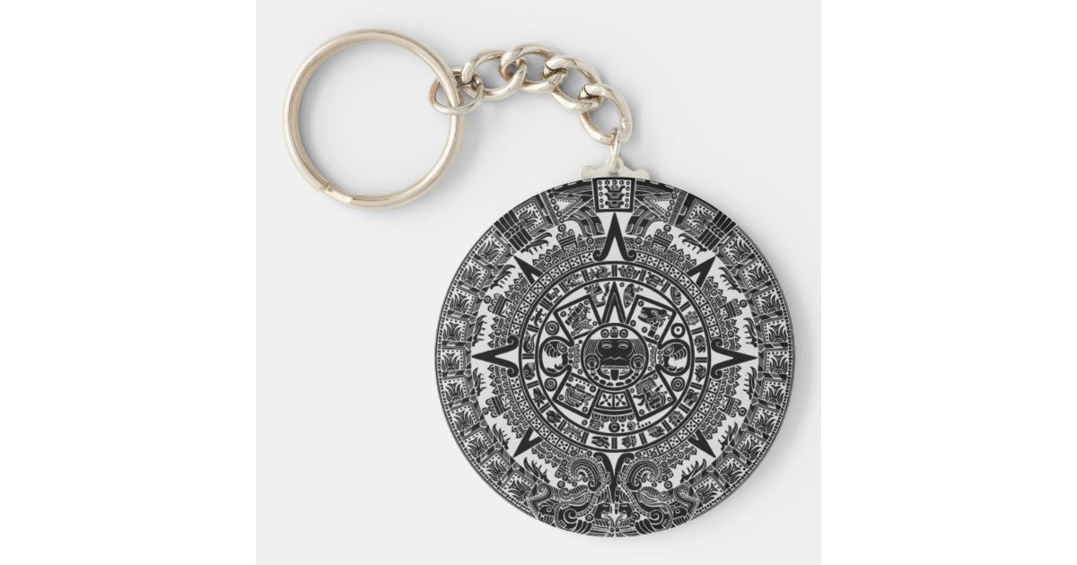 Mayan Aztec Calendar (black) Dec.21, 2012 Keychain | Zazzle.com