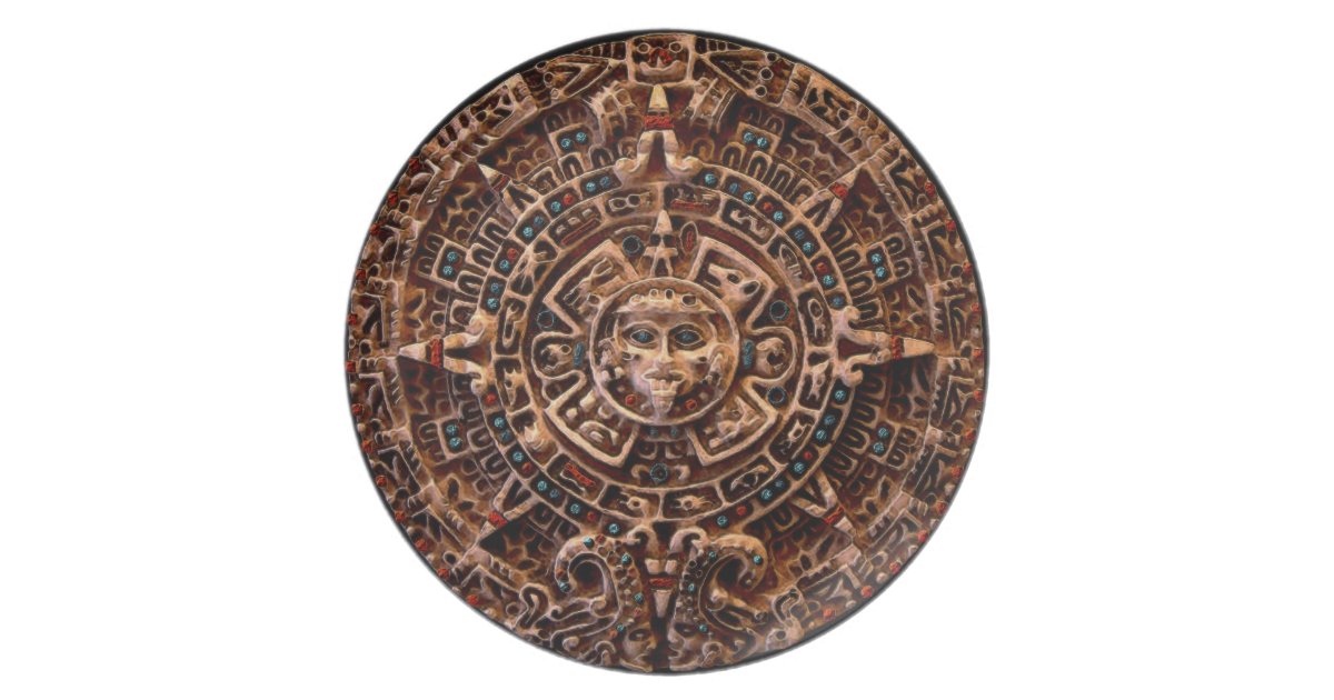Mayan-Aztec Sun Disk Ancient Calendar Art Plate | Zazzle