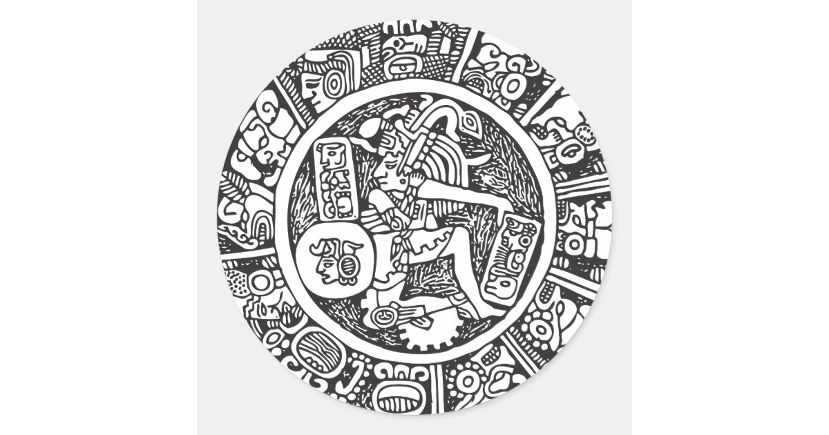 Mayan circle, Mexican hieroglyph(Maya) Classic Round Sticker | Zazzle