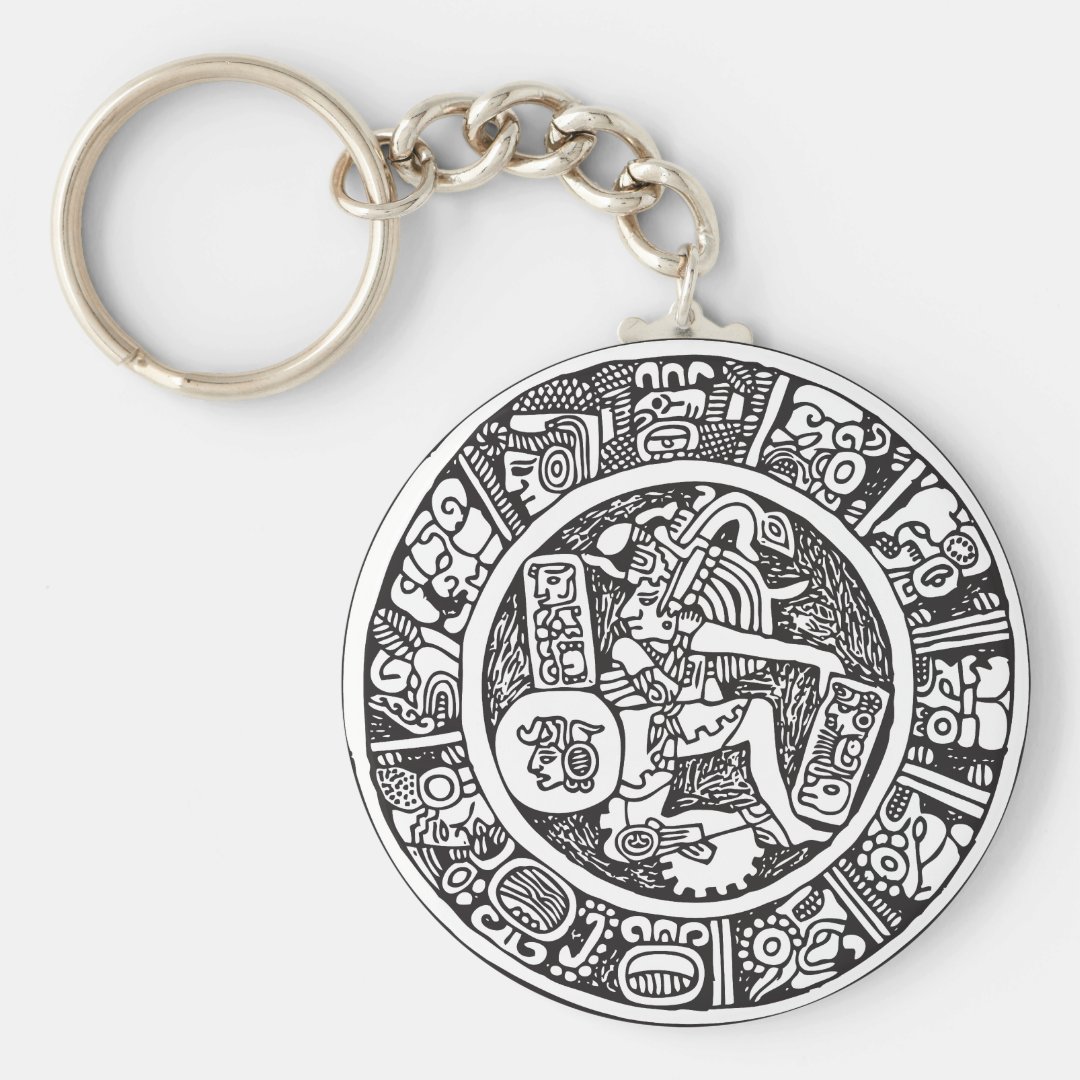 Mayan circle, Mexican hieroglyph(Maya) Keychain | Zazzle