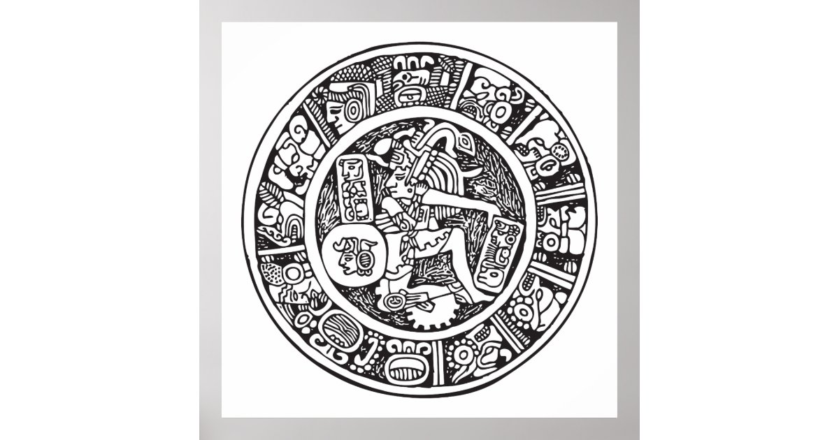 Mayan circle, Mexican hieroglyph(Maya) Poster | Zazzle