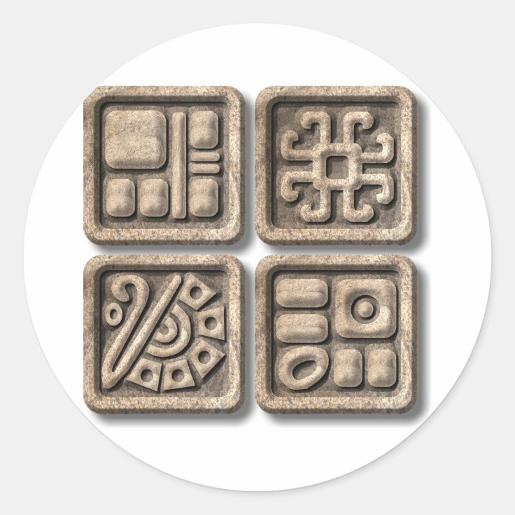 Mayan Glyphs-stone Classic Round Sticker | Zazzle