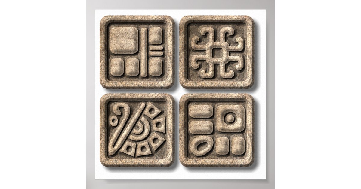 Mayan Glyphs-stone Poster | Zazzle