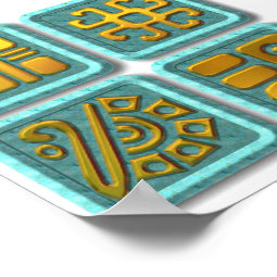 Mayan Glyphs-turquoise Poster | Zazzle