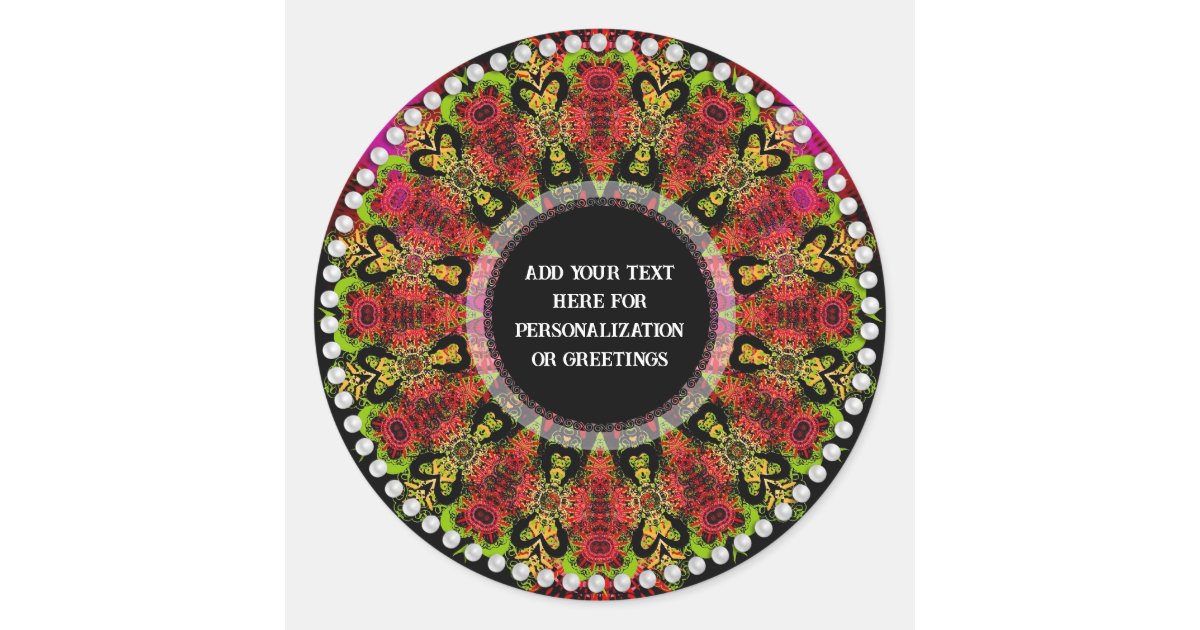 Mayan Hearts Psychedelic Geometric Mandala Classic Round Sticker | Zazzle