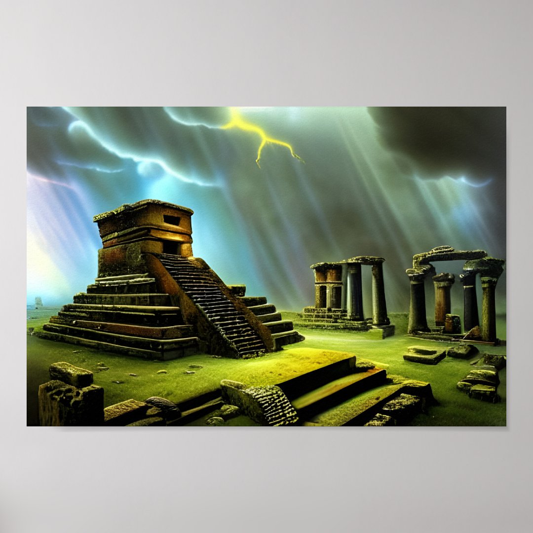 Mayan Temple Ruins Fantasy Art Poster | Zazzle
