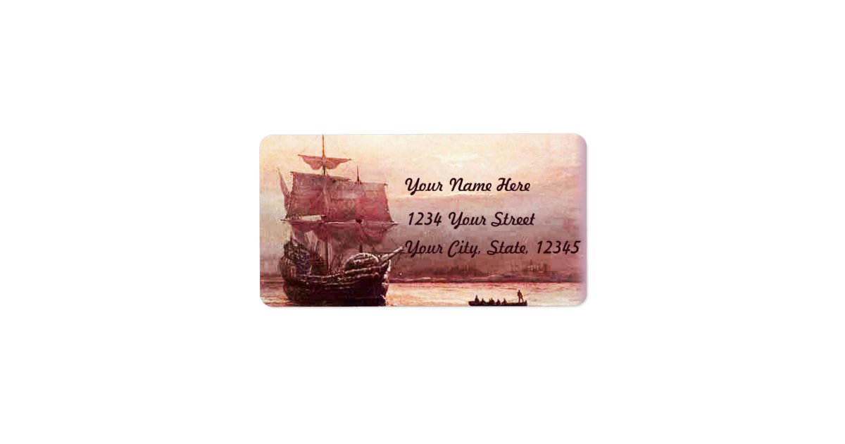 Mayflower in the Hudson Harbor Address Labels | Zazzle