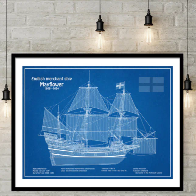 Mayflower - Ship Blueprint Plans ABD Poster | Zazzle