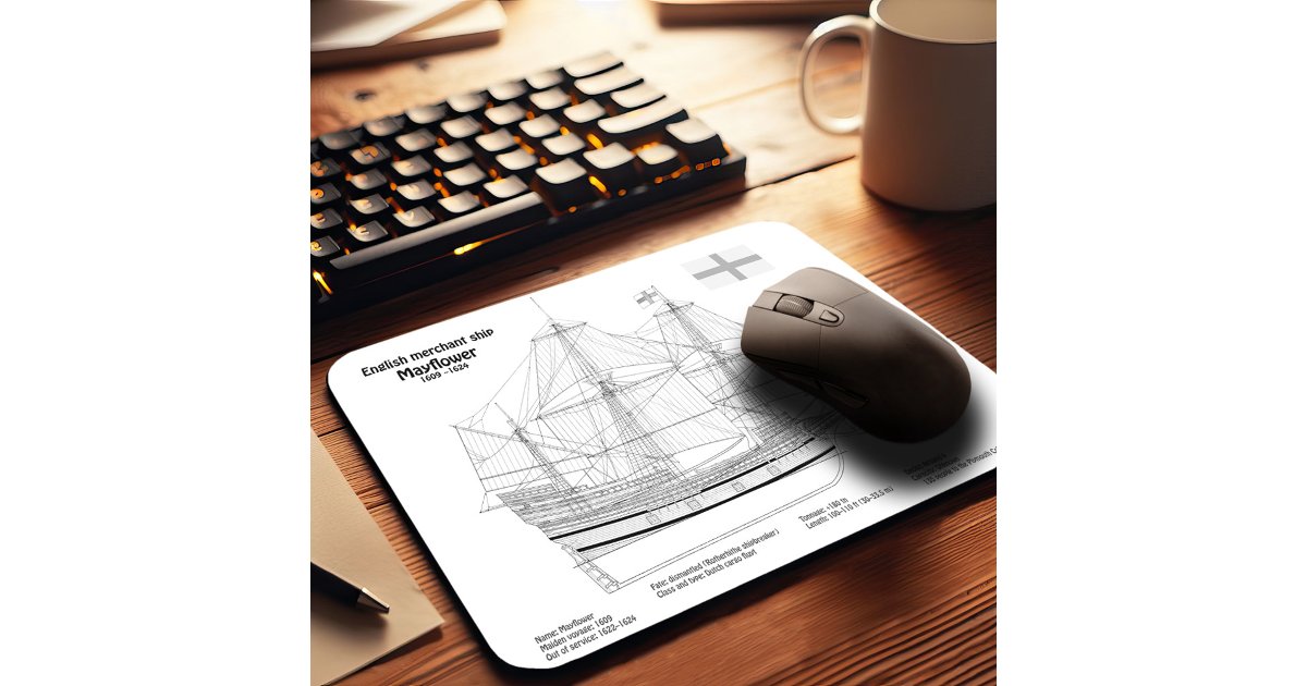 Mayflower - Ship Blueprint Plans BD Mouse Pad | Zazzle