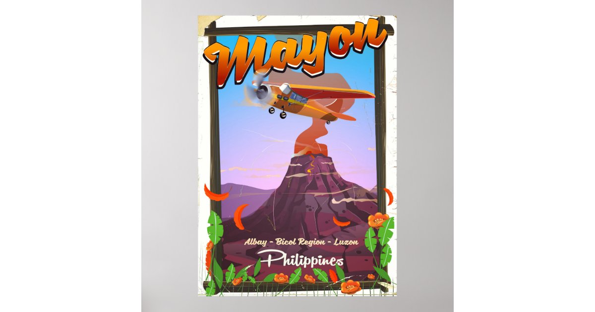 Mayon Volcano philippines adventure poster | Zazzle