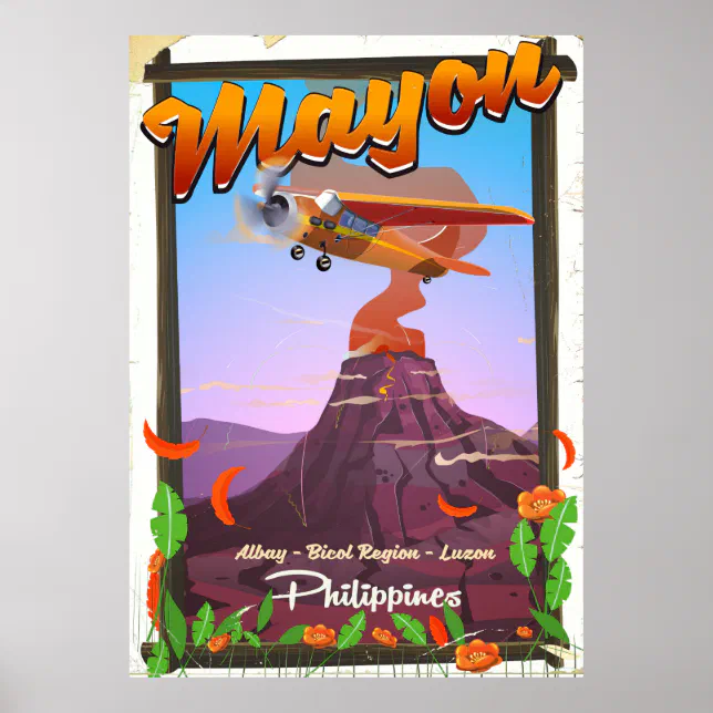 Mayon Volcano philippines adventure poster | Zazzle