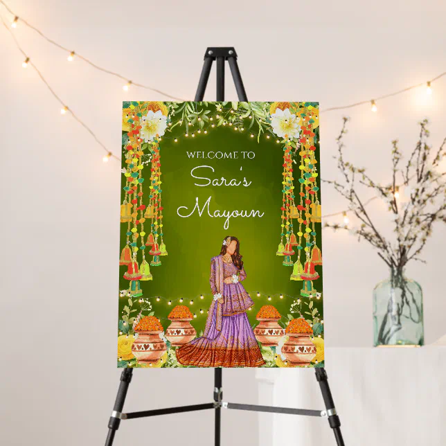 Mayoon Welcome signs as Mehndi Welcome sign | Zazzle