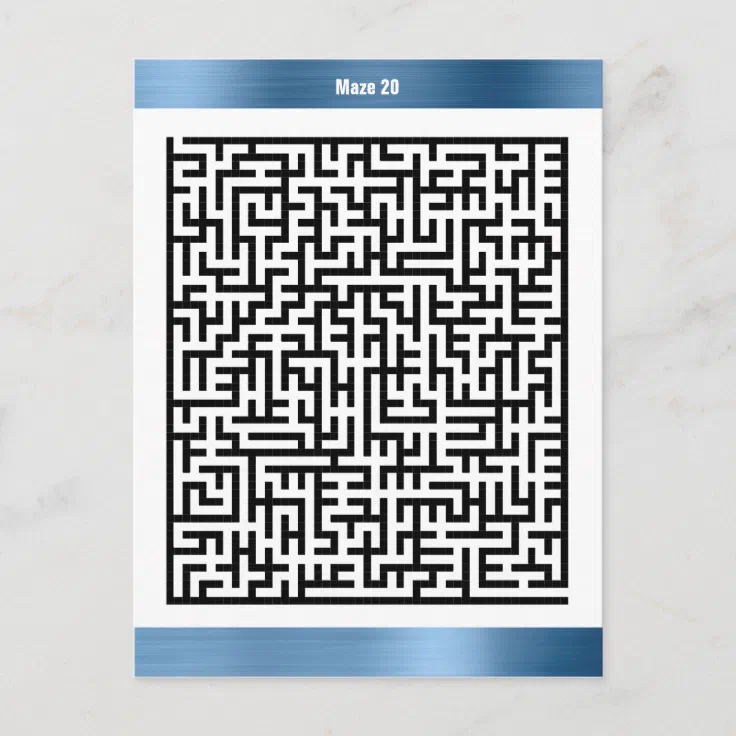 Maze Puzzle Twenty Blue | Activity Cards | Zazzle