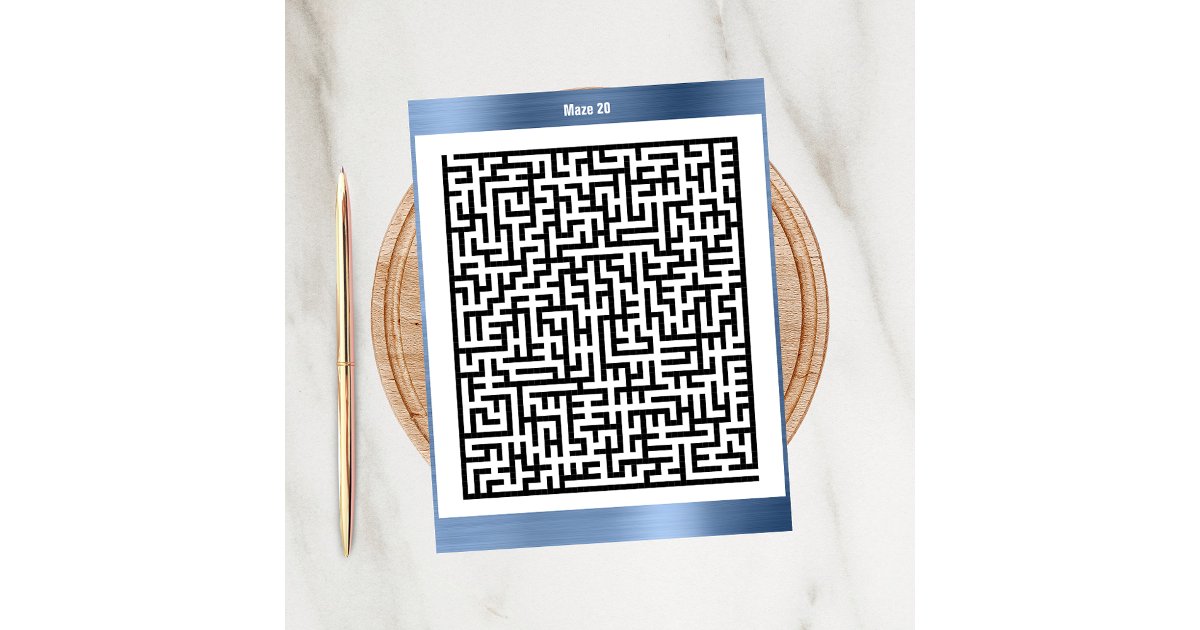 Maze Puzzle Twenty Blue | Activity Cards | Zazzle