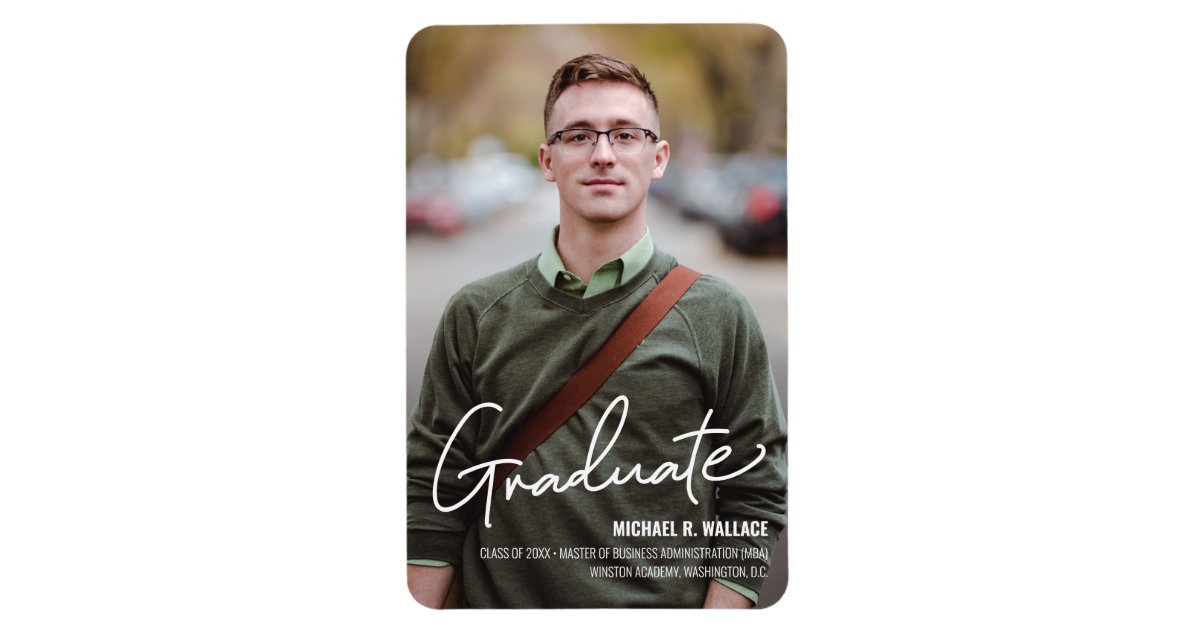 MBA business Graduate Custom photo name Announcem Magnet | Zazzle