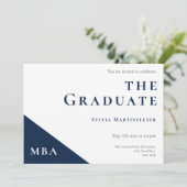 MBA Degree Blue White Graduation Party Invitation | Zazzle