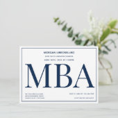 MBA degree Blue White Graduation Party Invitation | Zazzle
