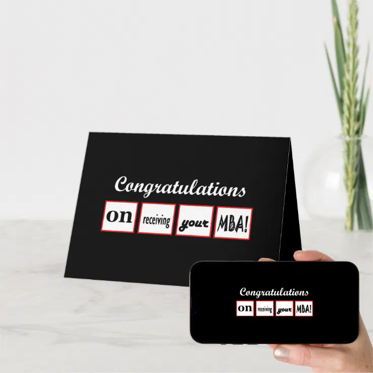 MBA Degree - CUSTOM NAME Congratulations - Card | Zazzle