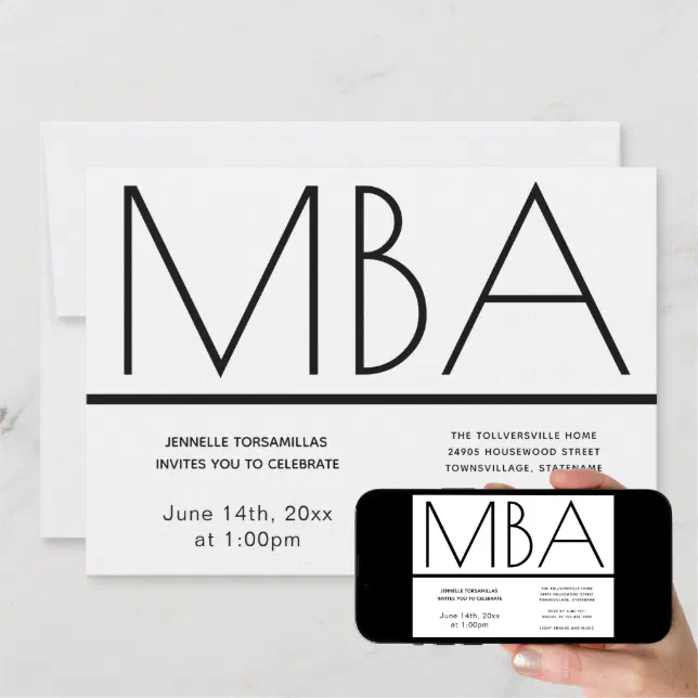 MBA degree Graduation Party Invitation | Zazzle