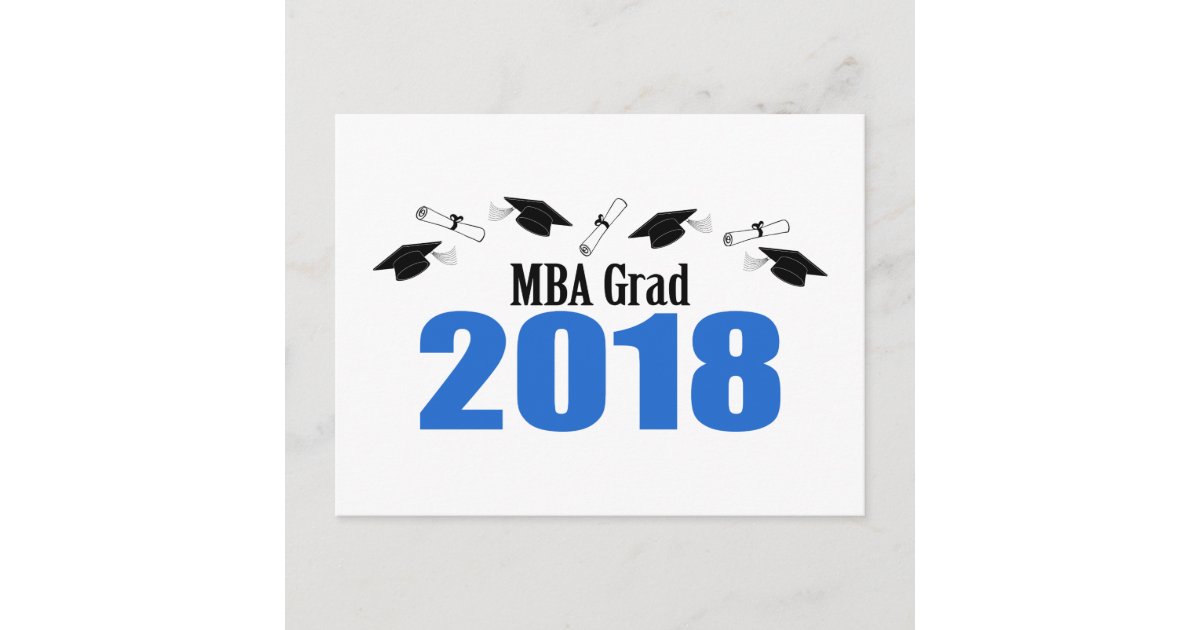 MBA Grad 2018 Postcard Invite (Blue Caps) | Zazzle