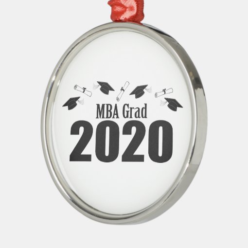 MBA Grad 2020 Caps And Diplomas (Black Metal Ornament | Zazzle