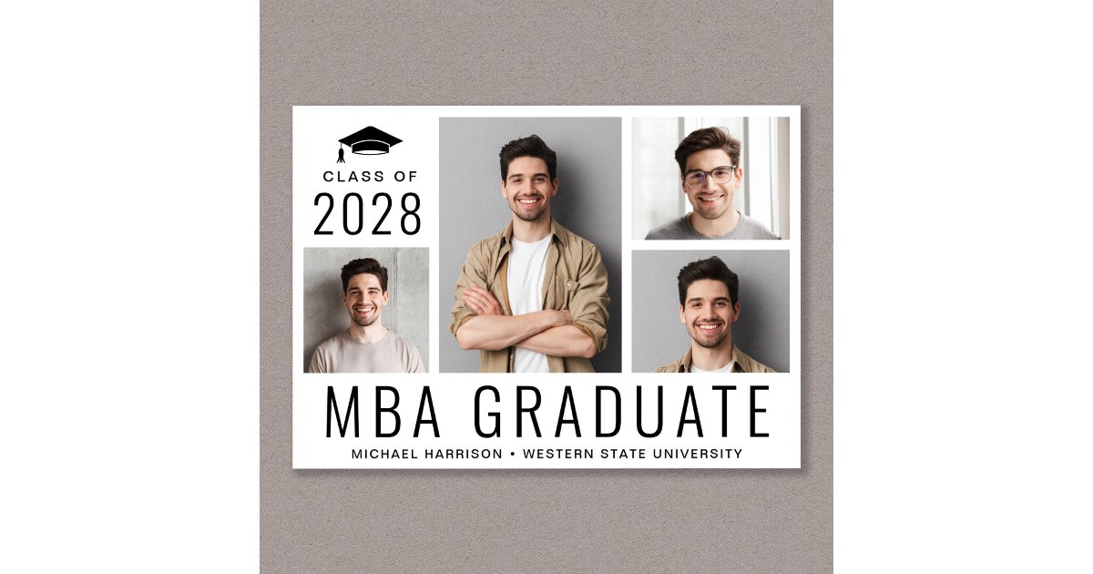 MBA Graduate 5 Photo Masters Degree Graduation Announcement | Zazzle